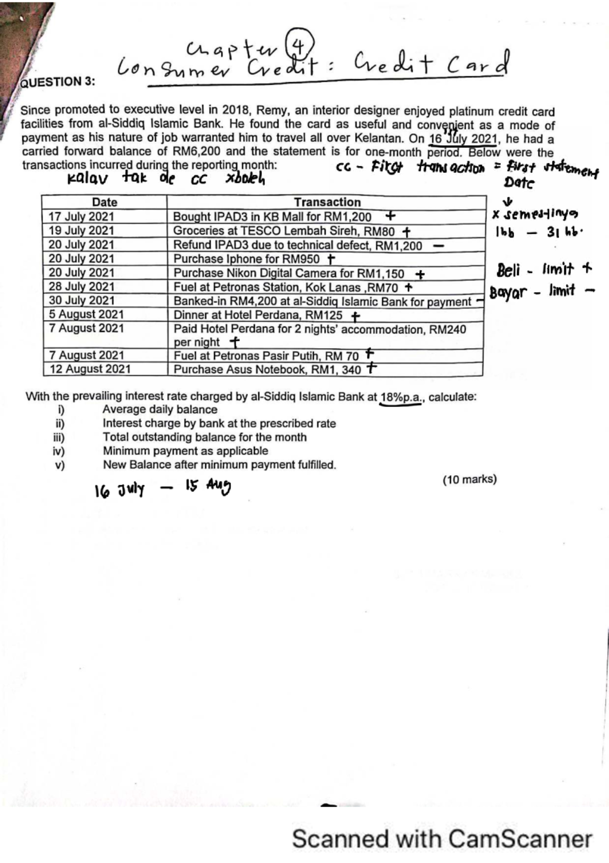 Consumer Chapter Credit: 4 Credit Card Analysis and Calculations - Studocu