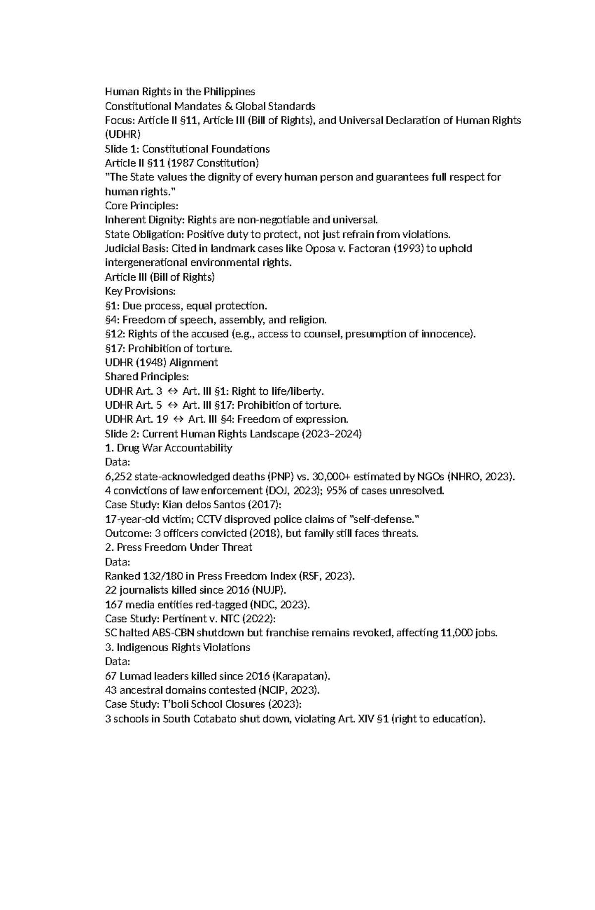 HR - Research - Human Rights in the Philippines Constitutional Mandates ...