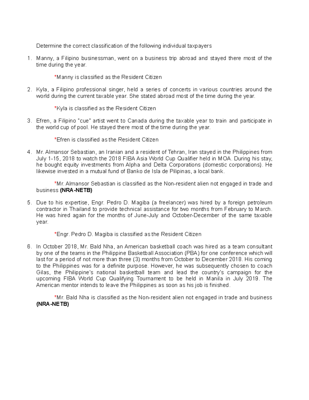 Individual Taxpayers Classification - Lecture Notes 123 - Studocu
