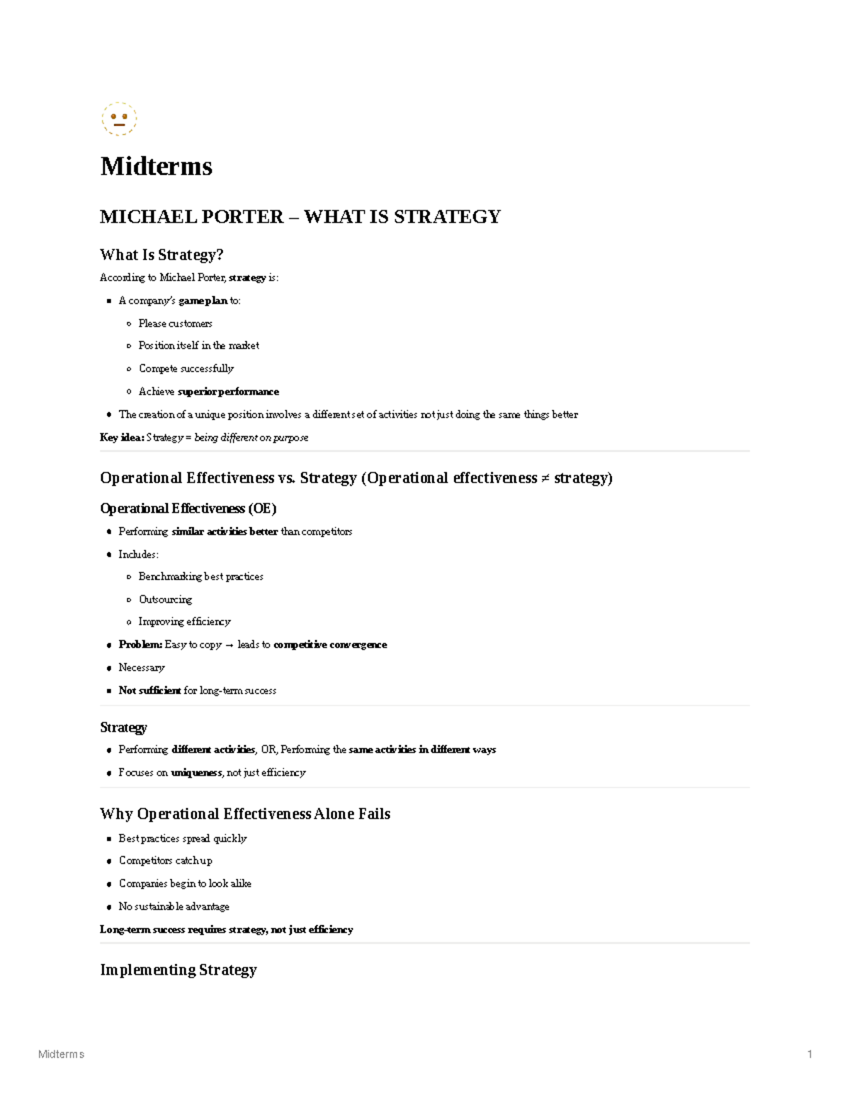 Midterms MGT 101: Michael Porter’s Strategy Insights and Analysis - Studocu