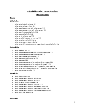 Philosophy - A2 - A Level - Sixth Form (A Levels) - Studocu