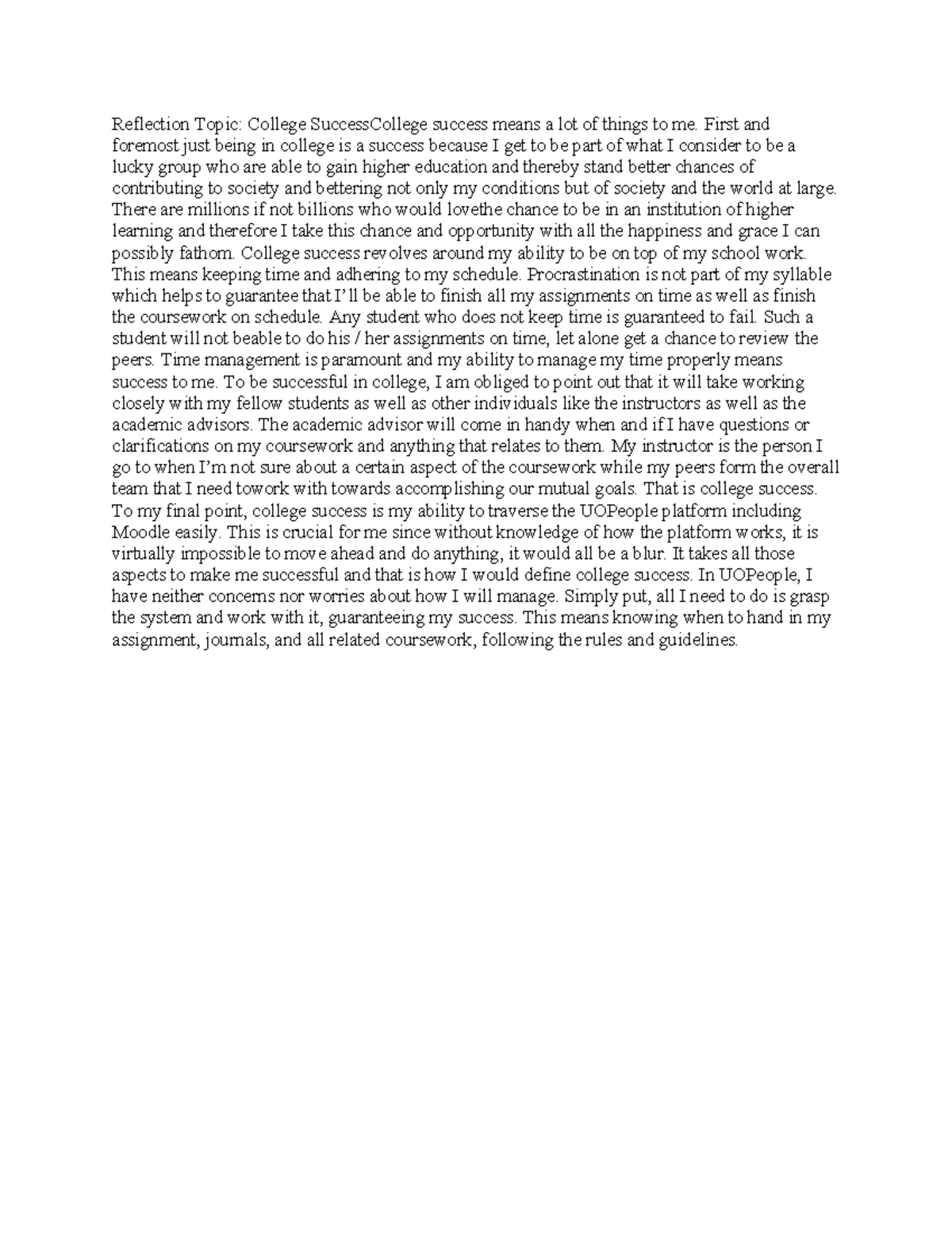 Reflection on college success: My journey and strategies for ...