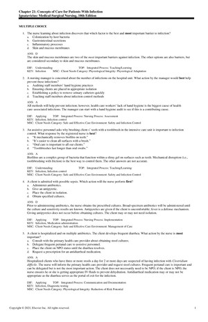 33 - practice test - Chapter 33: Concepts of Care for Patients With ...