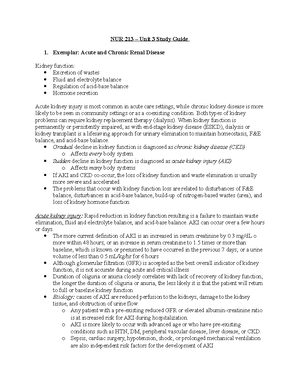 NUR 213 test one study guide - NUR 213 – Exam 1 Study Guide 1 ...