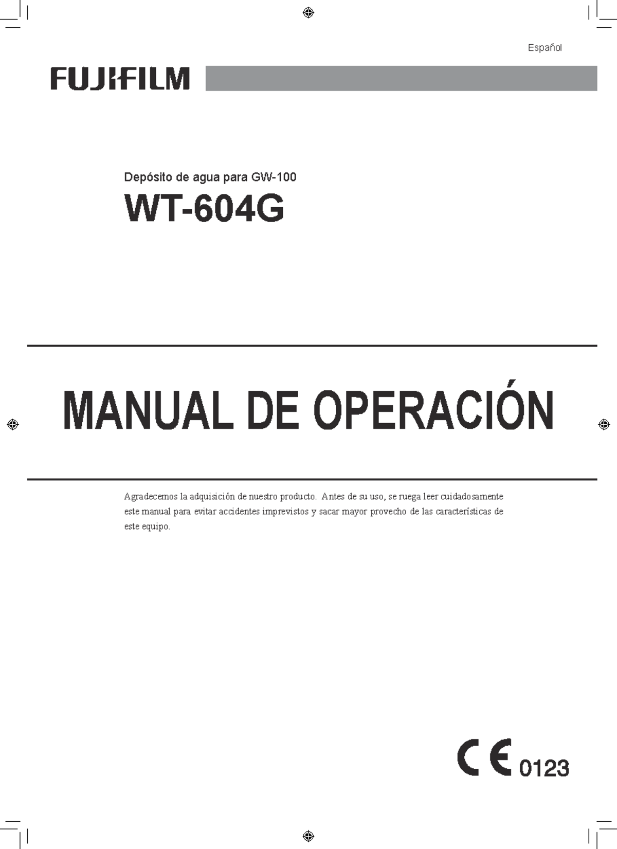 Manual de Operación del Depósito de Agua WT-604G para Endoscopio - Studocu