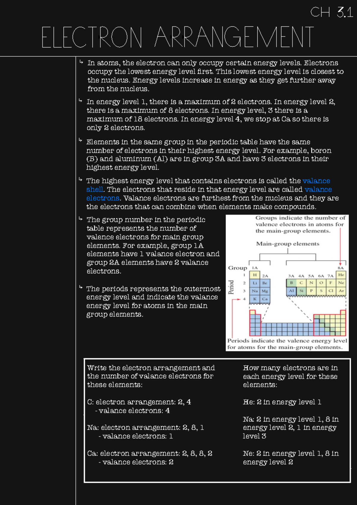 Chapter 3.1- Electron Arrangements - the Octet Rule - ####### In atoms, the electron can only ...