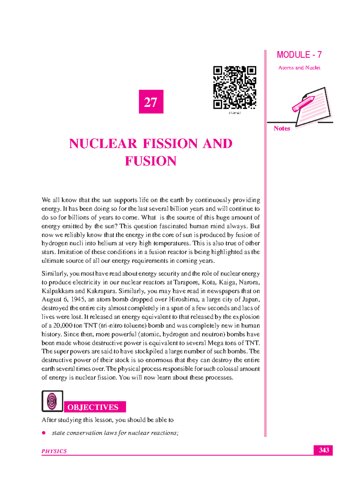 312 Physics Eng Lesson 27: Nuclear Fission and Fusion Overview - Studocu