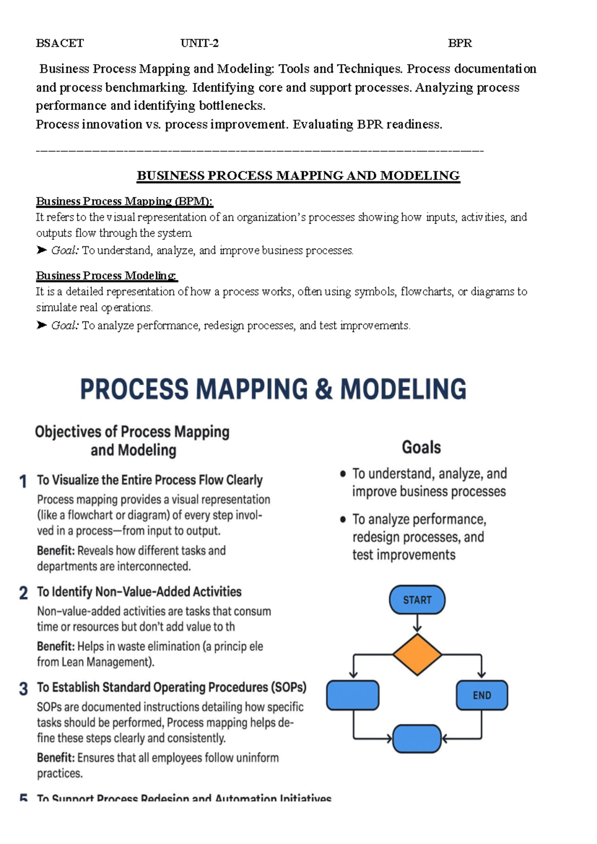 BSACET BPR Business Process Mapping & Modeling Techniques - Studocu