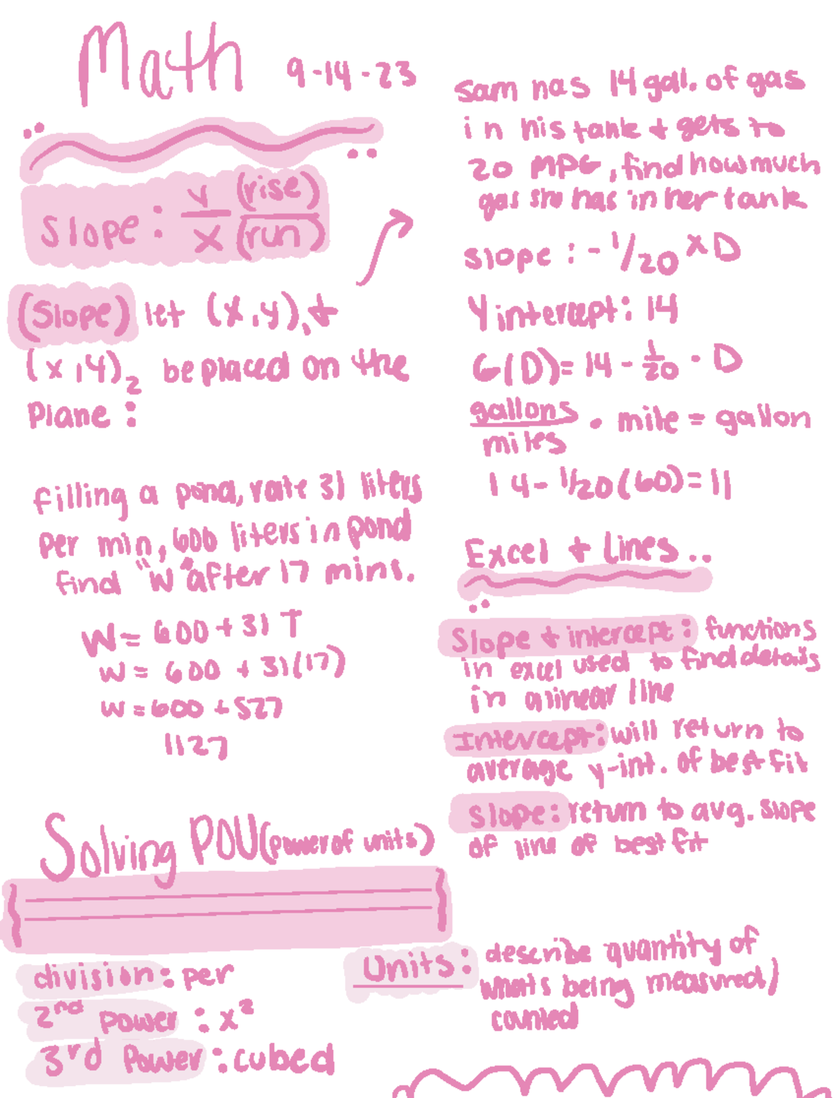 Math Notes - Key Concepts on Slope and Gas Calculation - Studocu