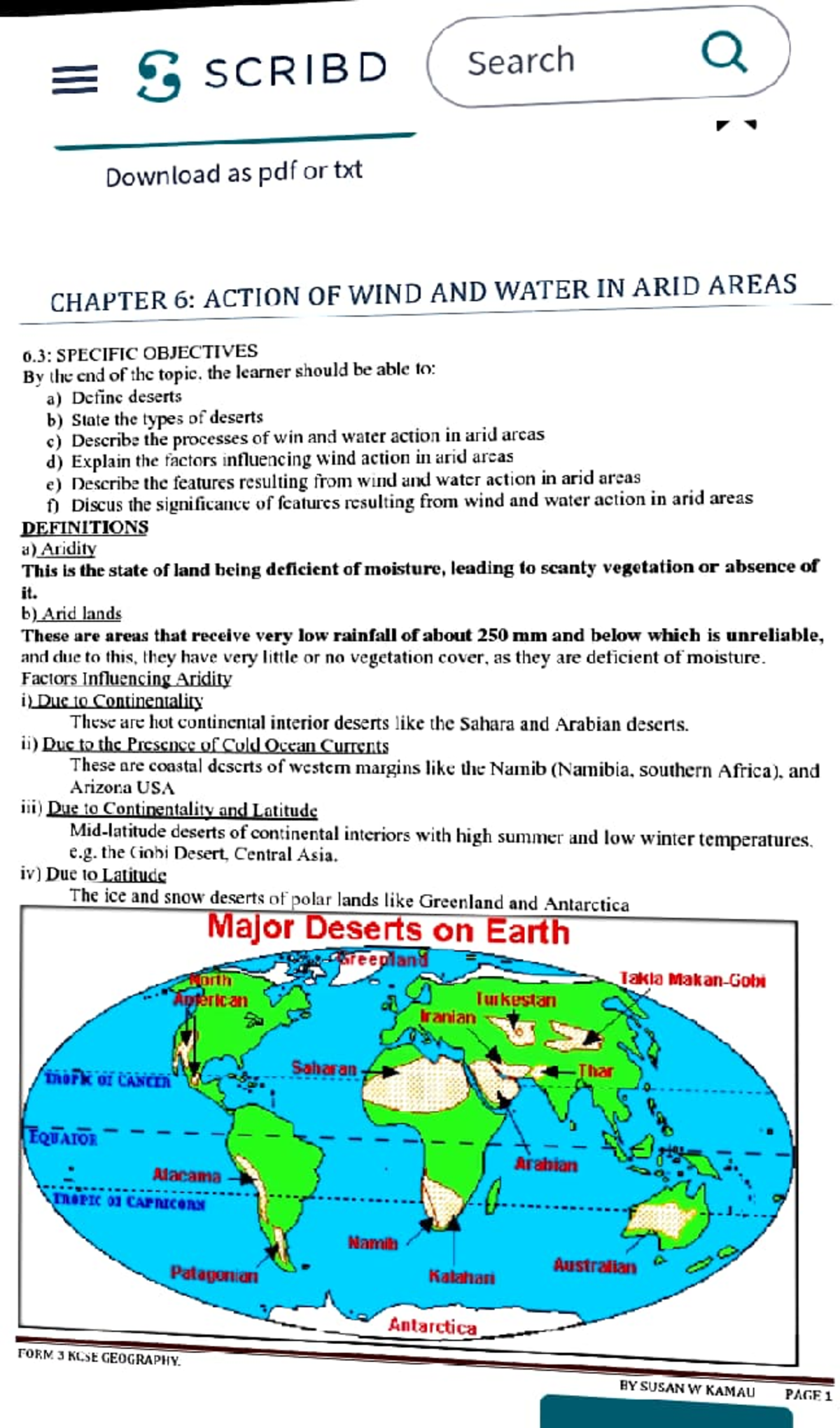 Action of Wind and Water in Arid Areas: A Comprehensive Overview - Studocu