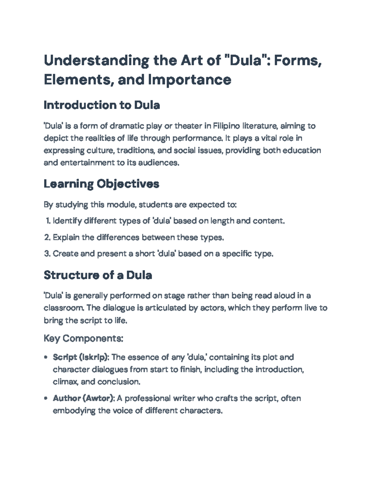 Understanding the Elements and Types of 'Dula' in Filipino Literature ...
