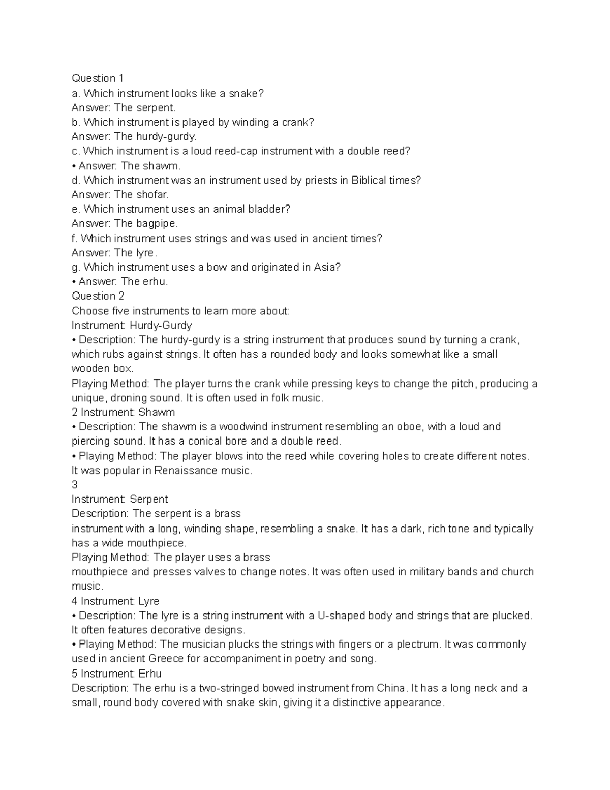 Music Appreciation Unit 3: Instruments and Their Characteristics - Studocu