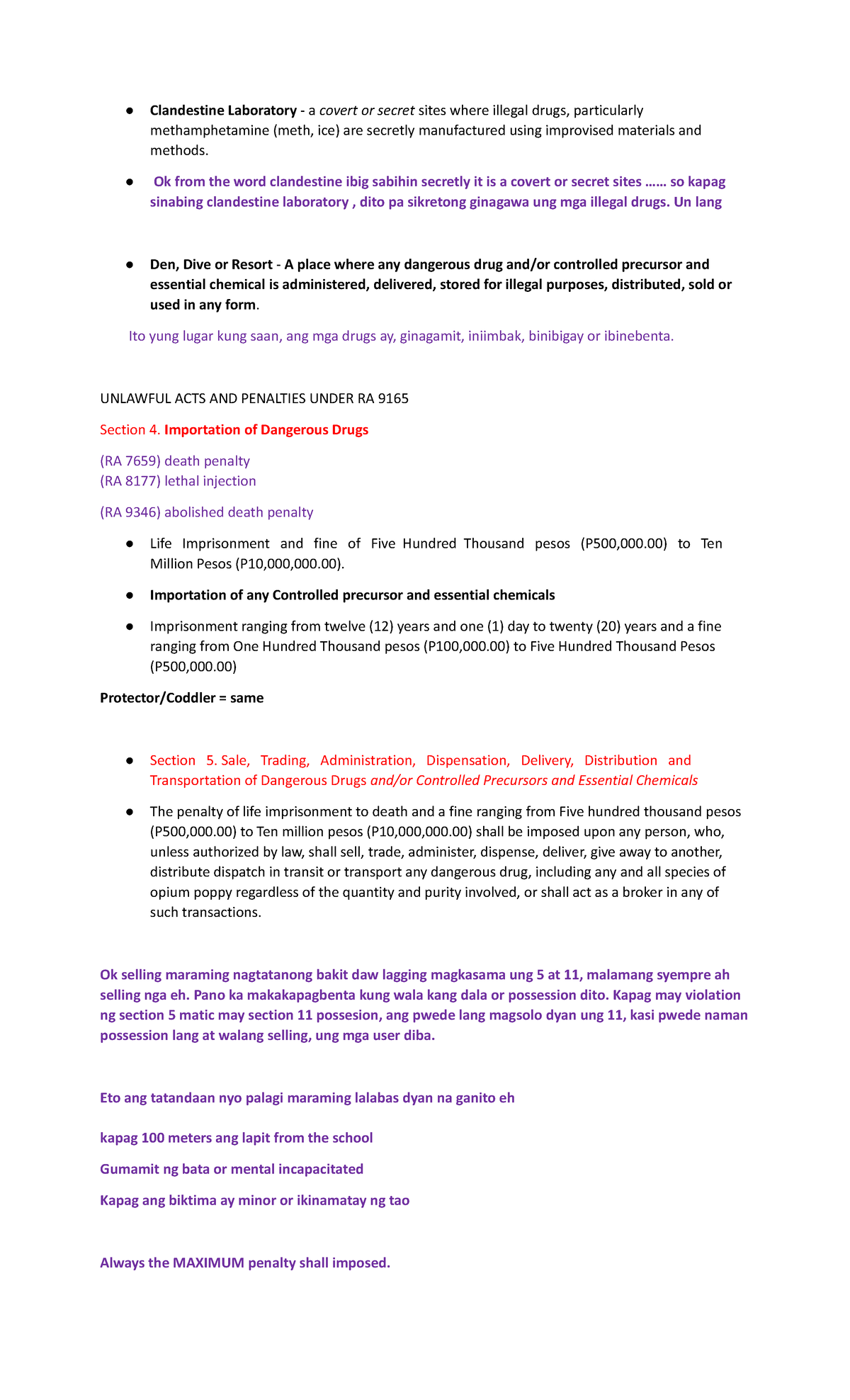 Drugs Lecture Semi-Finals: Key Insights on RA 9165 Regulations - Studocu