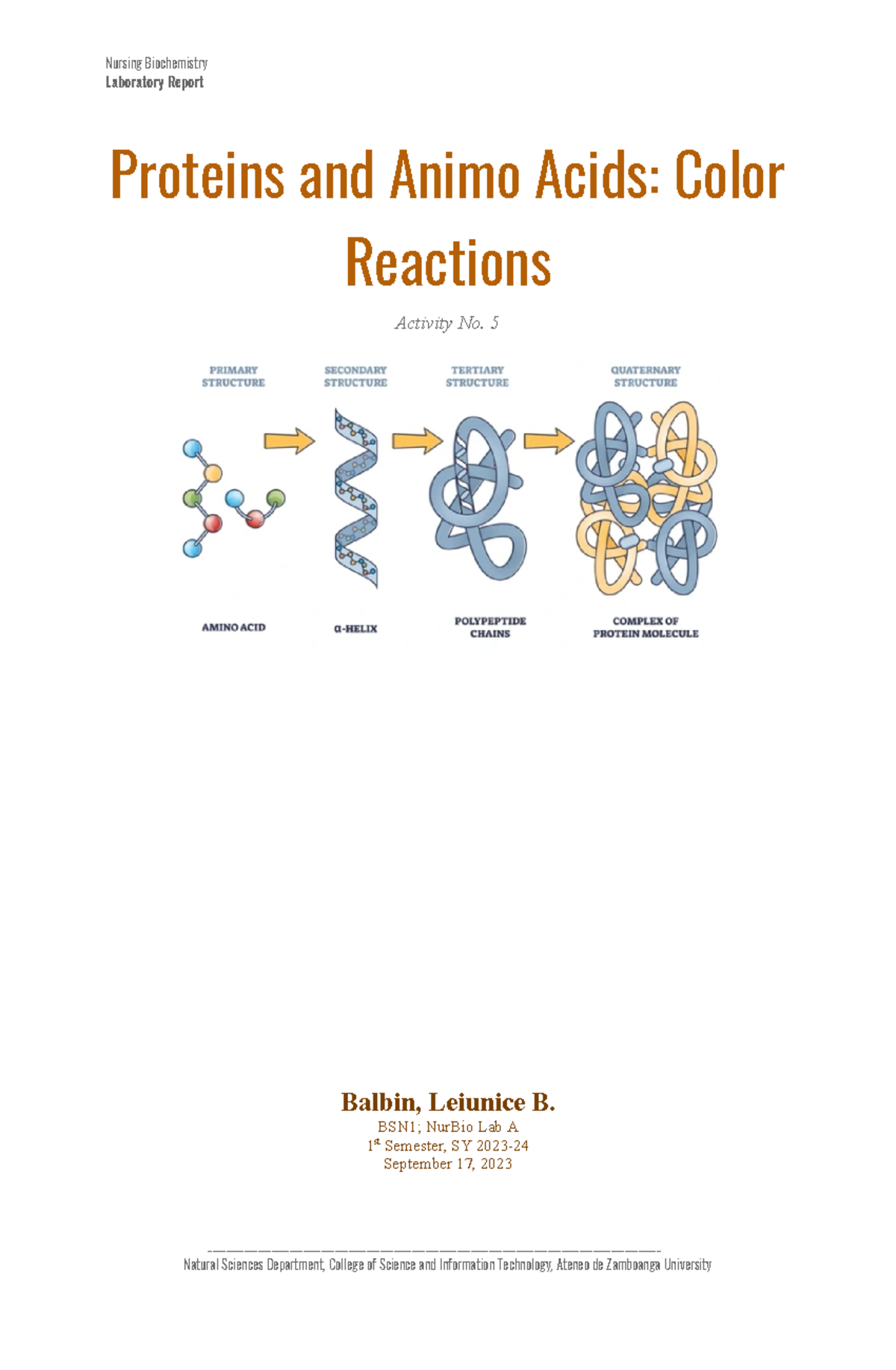 Lab Report #3: Color Reactions of Proteins & Amino Acids - BIOchem ...