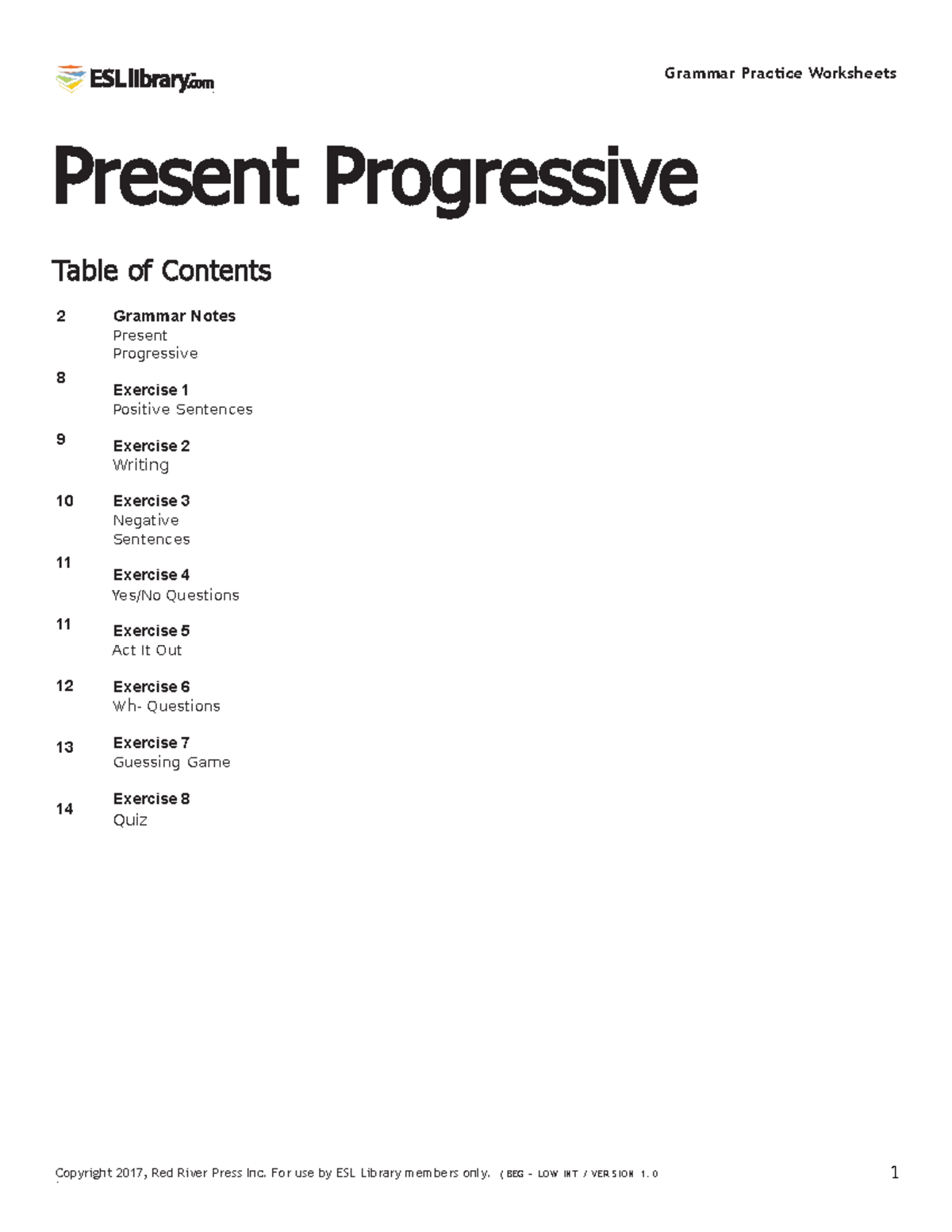 88 Present-Progressive US Student (2) 1 - ####### Grammar Practice ...