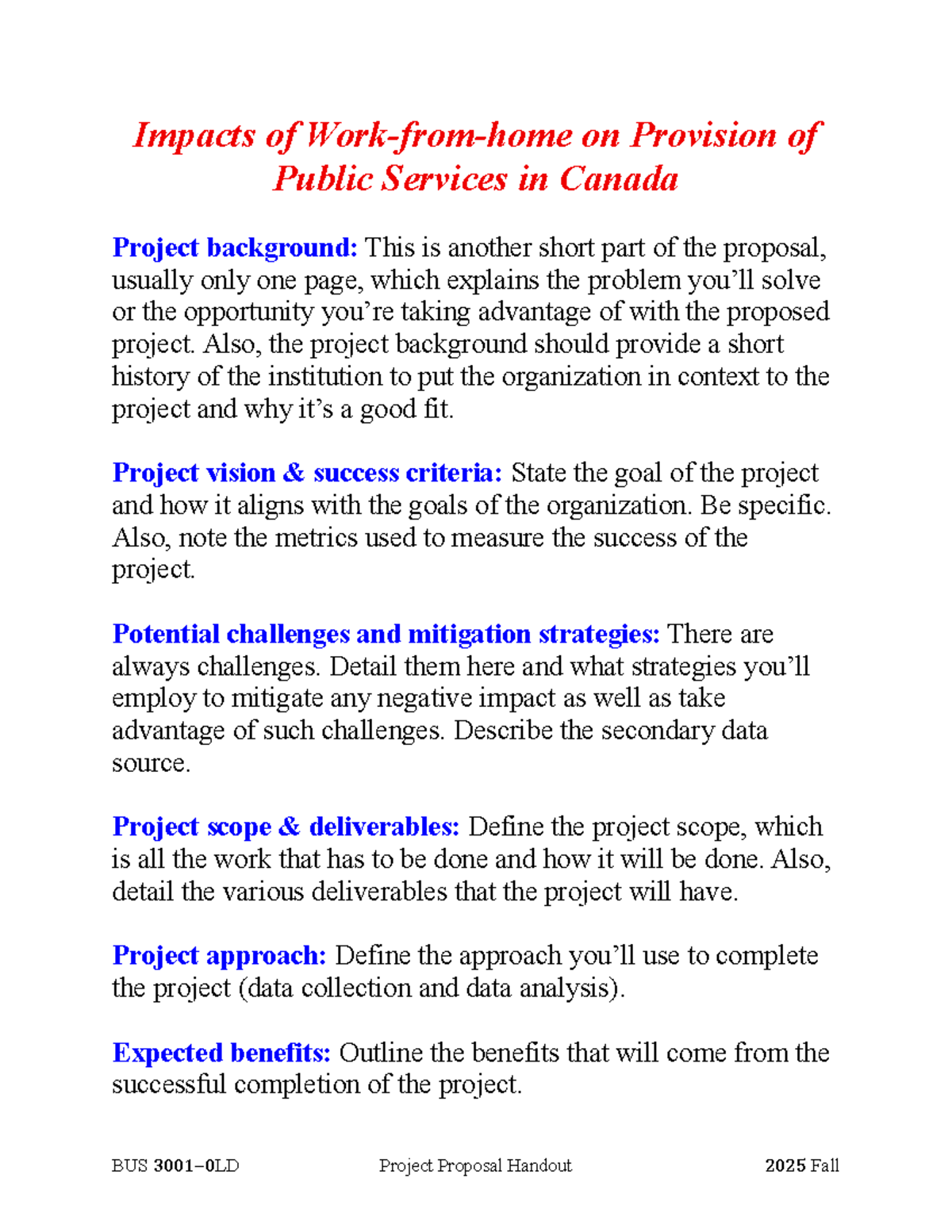 BUS 3001-0LD - Impacts on Public Services in Canada Project Proposal ...