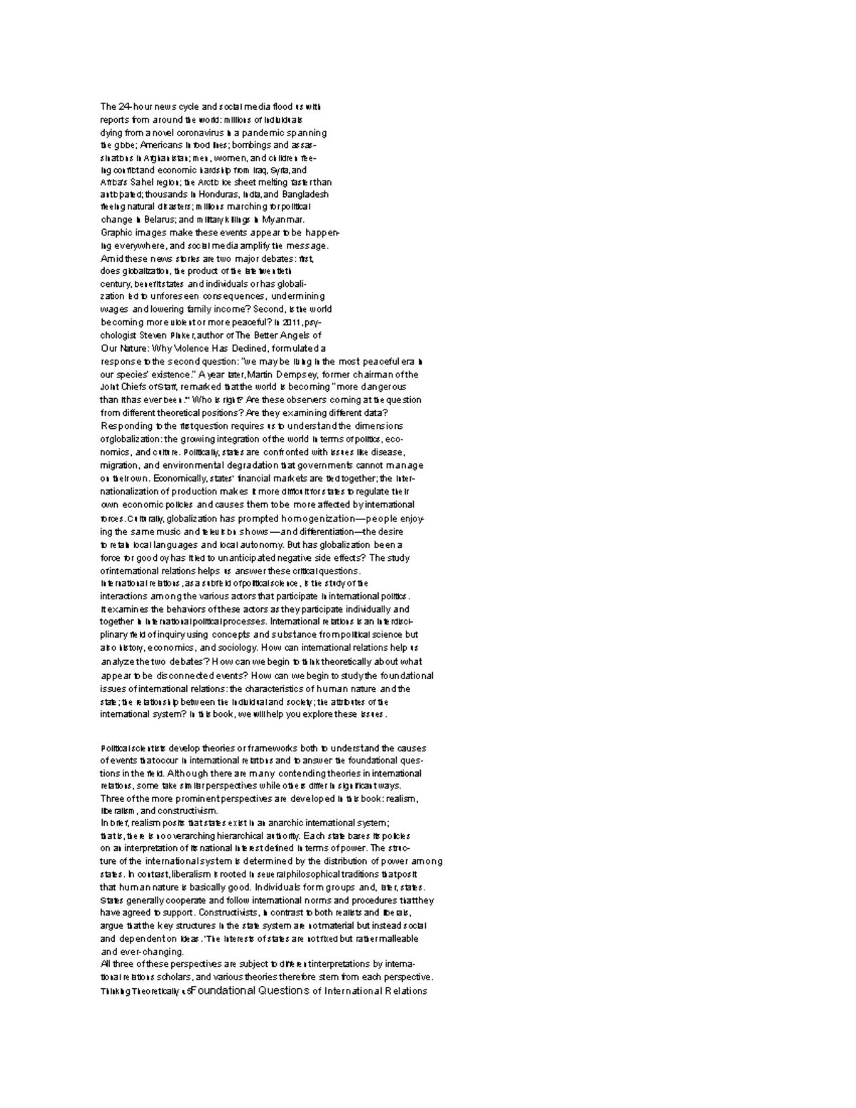 International Relations: Theories and Methodologies (IR 101) - Studocu