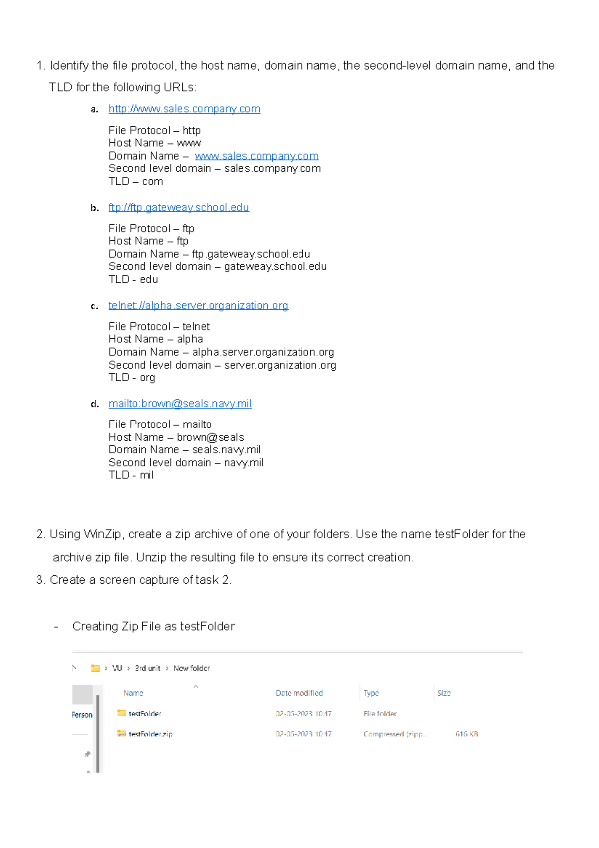 1st lab - lab assignment - 1. Identify the file protocol, the host name, domain name, the - Studocu