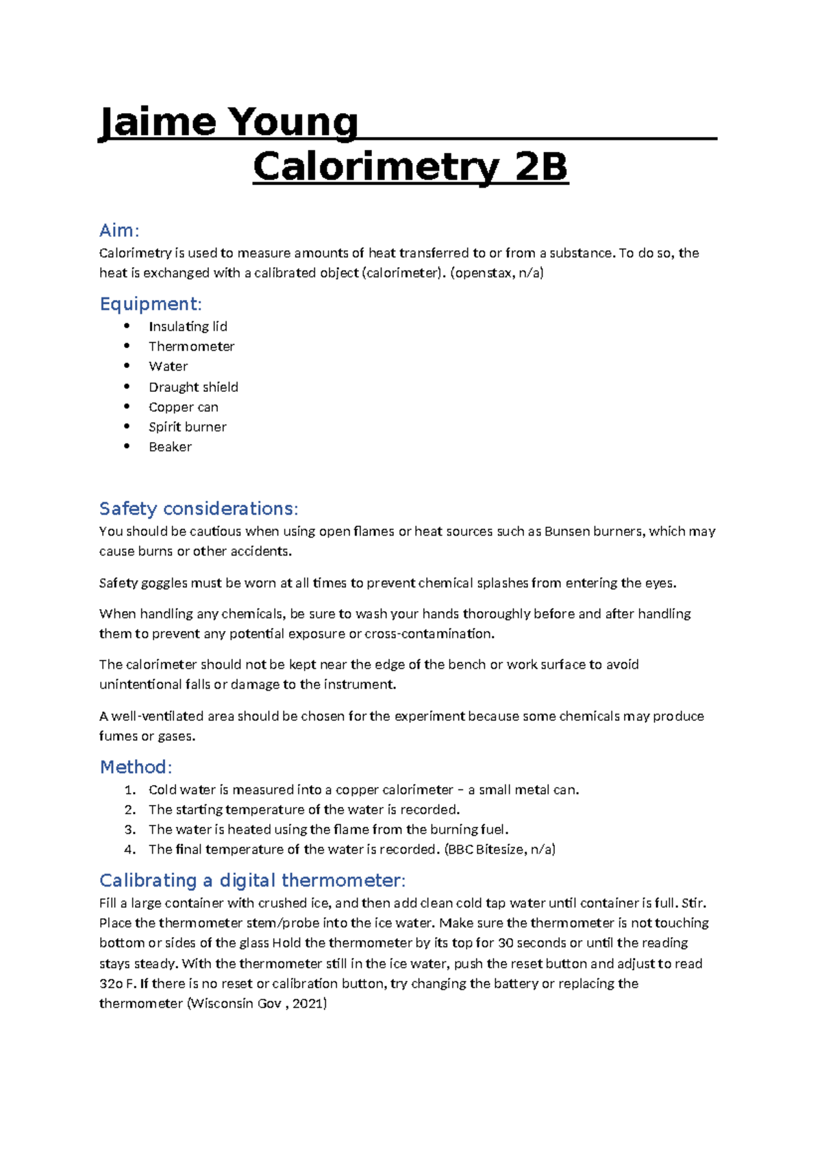 Calorimetry 2B - Comprehensive Guide to Heat Transfer Measurement - Studocu