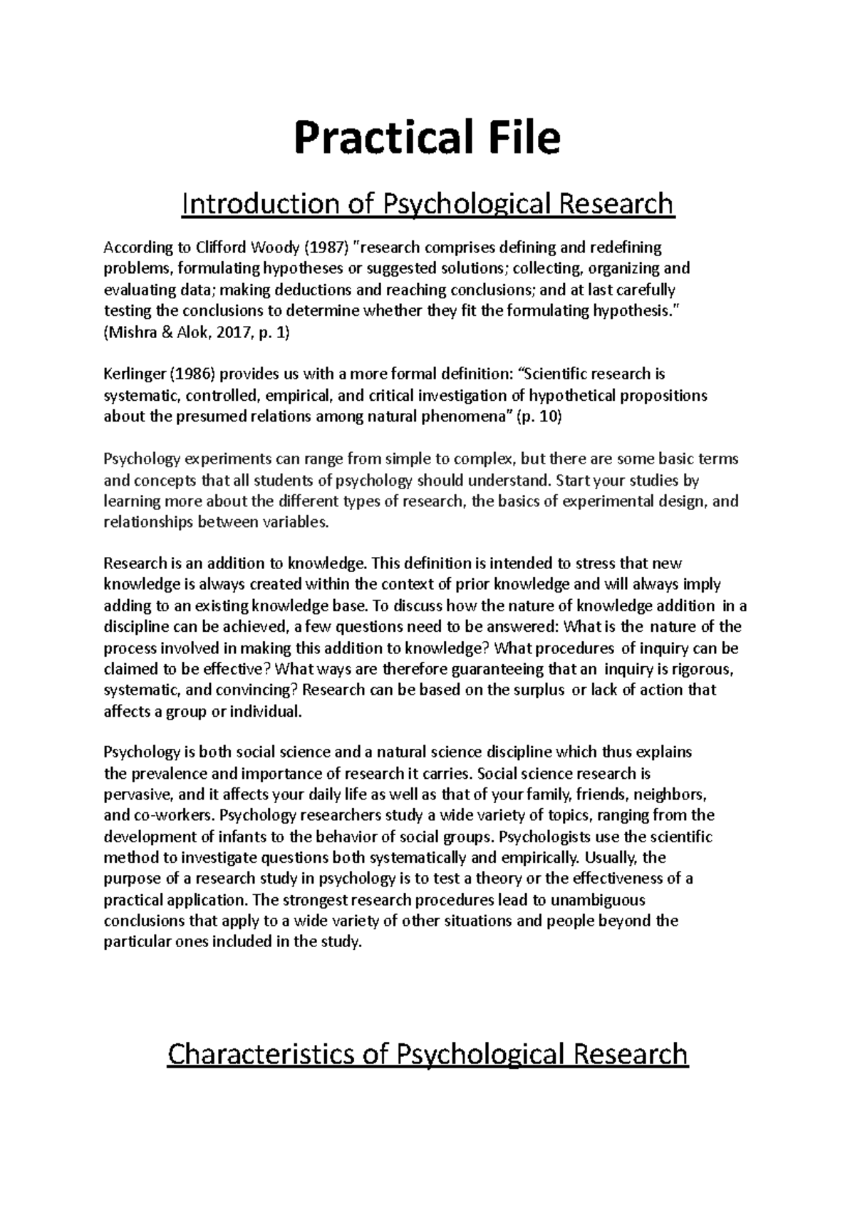 Psychological Research Methods and Methodology: A Practical Guide - Studocu