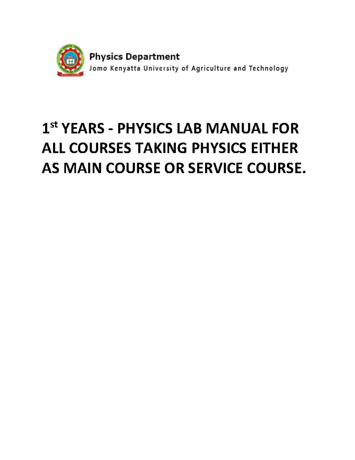 1st YEAR PHYSICS LAB MANUAL A1: Precision Measurement & Report ...