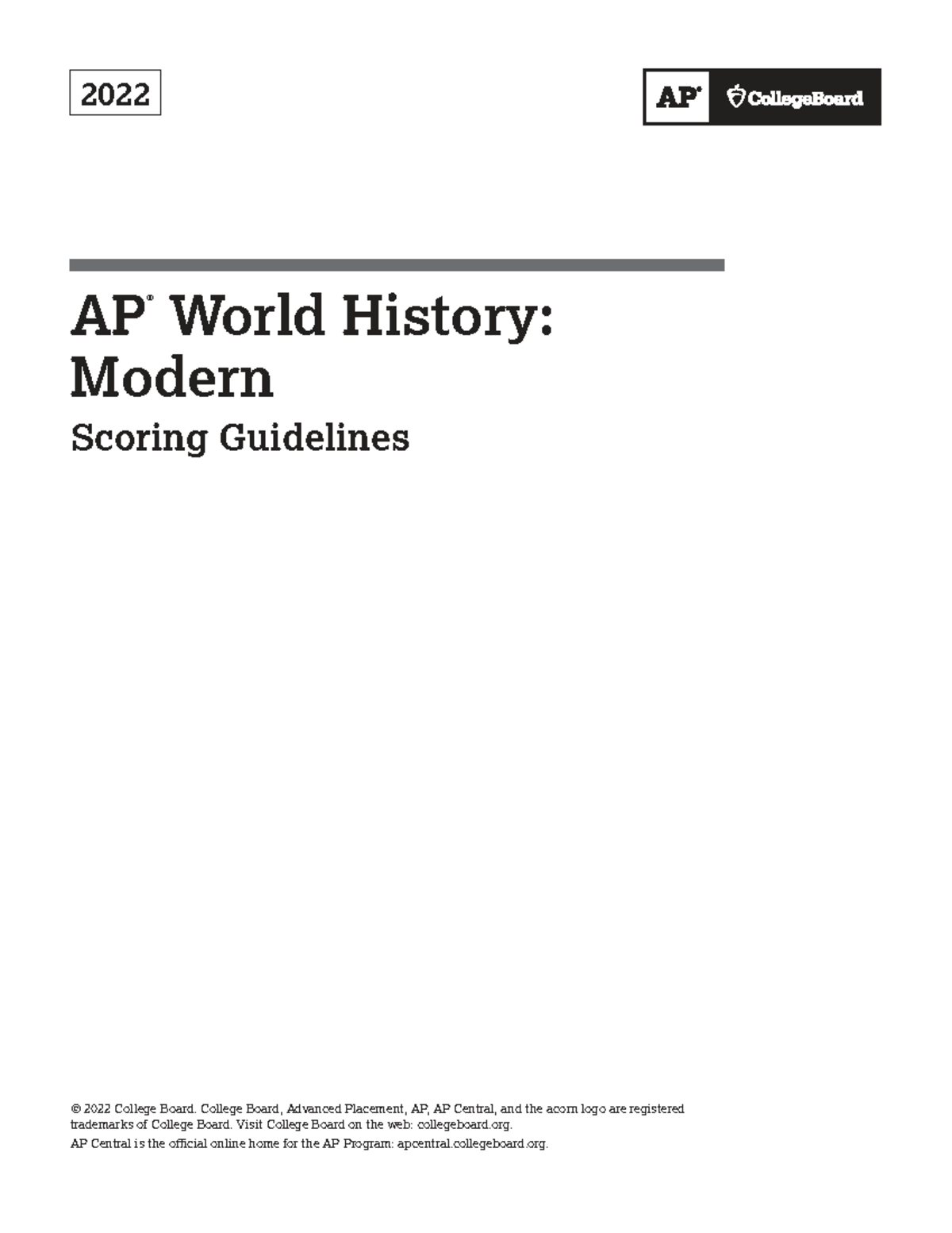 2022 AP World History: Modern Scoring Guidelines Overview - Studocu