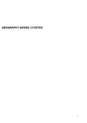 Geography Grade 12 Notes - GEOGRAPHY GRADE 12 NOTES Urban settlements ...