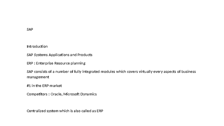 SAP Introduction: Overview of ERP Systems and Modules - Studocu