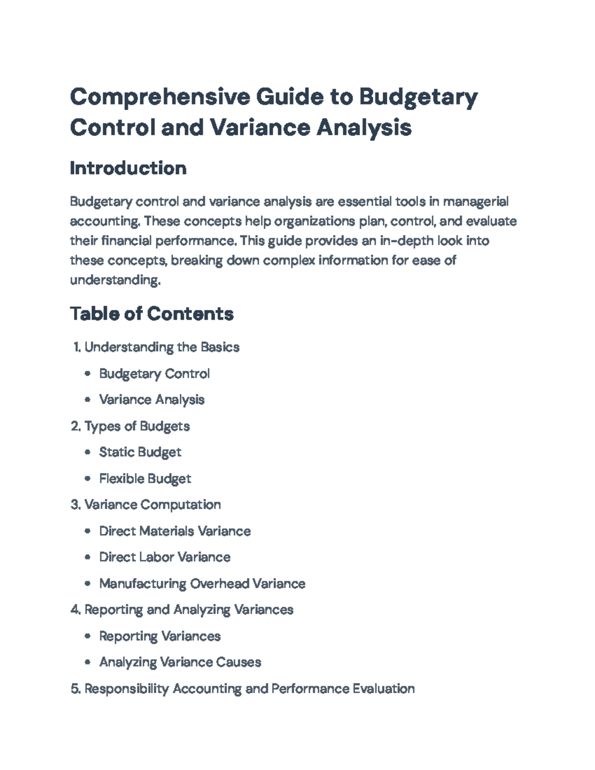 Comprehensive Guide: Budgetary Control & Variance Analysis Fundamentals ...