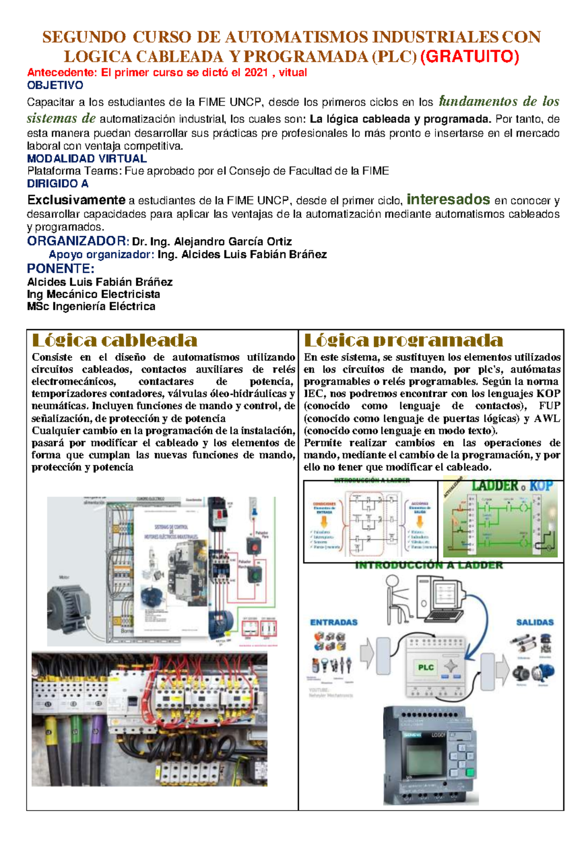 Presentación del Curso de Automatización Industrial (PLC) - 25 Set 2024 ...