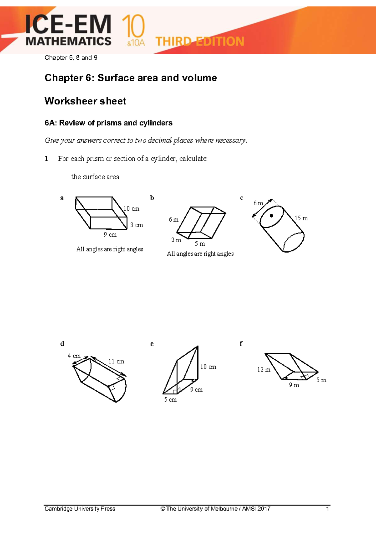 Math Prac Exam 5: Surface Area, Volume & Congruence Review (Ch 6, 8, 9 ...