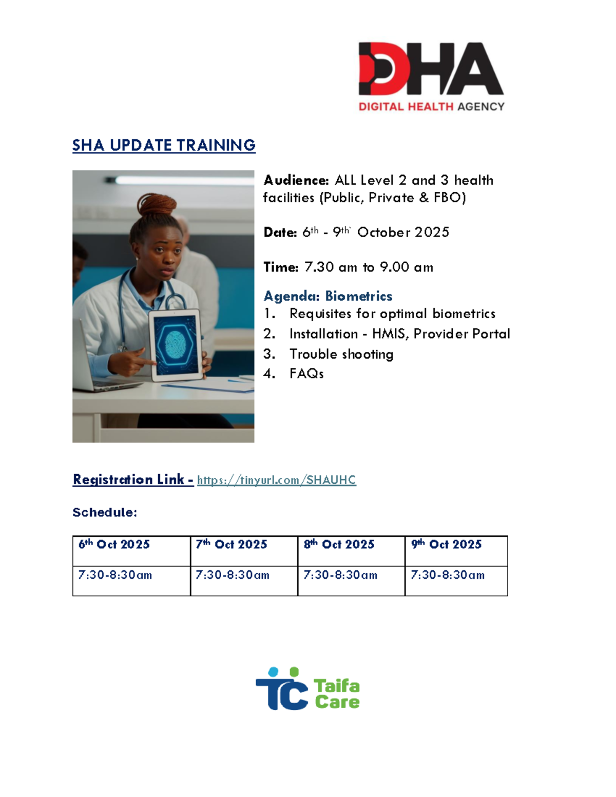 SHA Training Biometrics Series - 3rd -9th Oct 2025-2 2 - Human resource ...