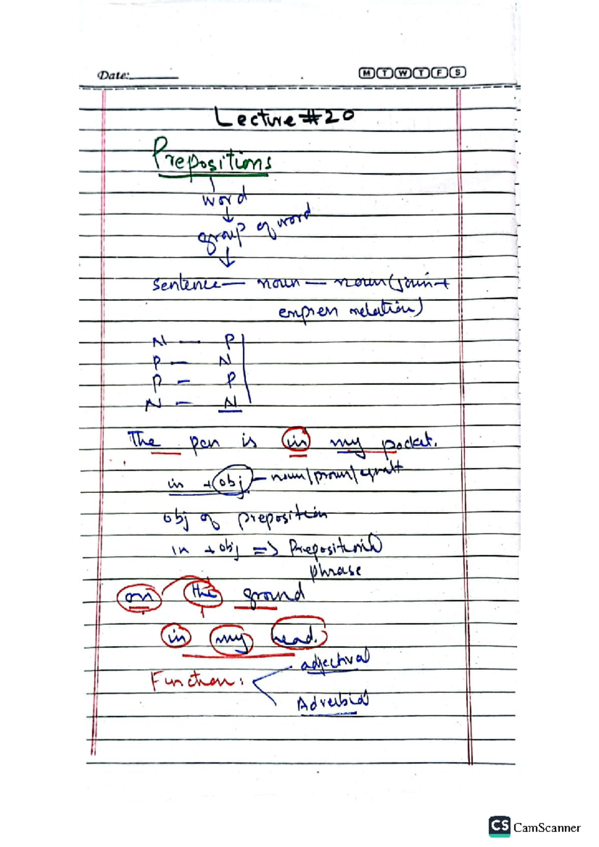 MIWIAG Lecture 20: Comprehensive Notes on Prepositions - Studocu