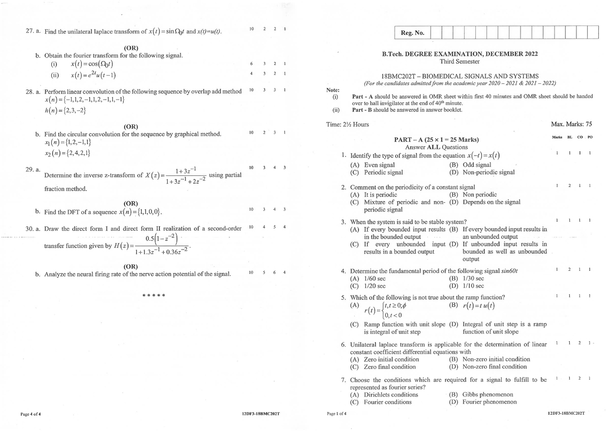 Signals Qpaper - Exam Questions and Answers Guide - Studocu