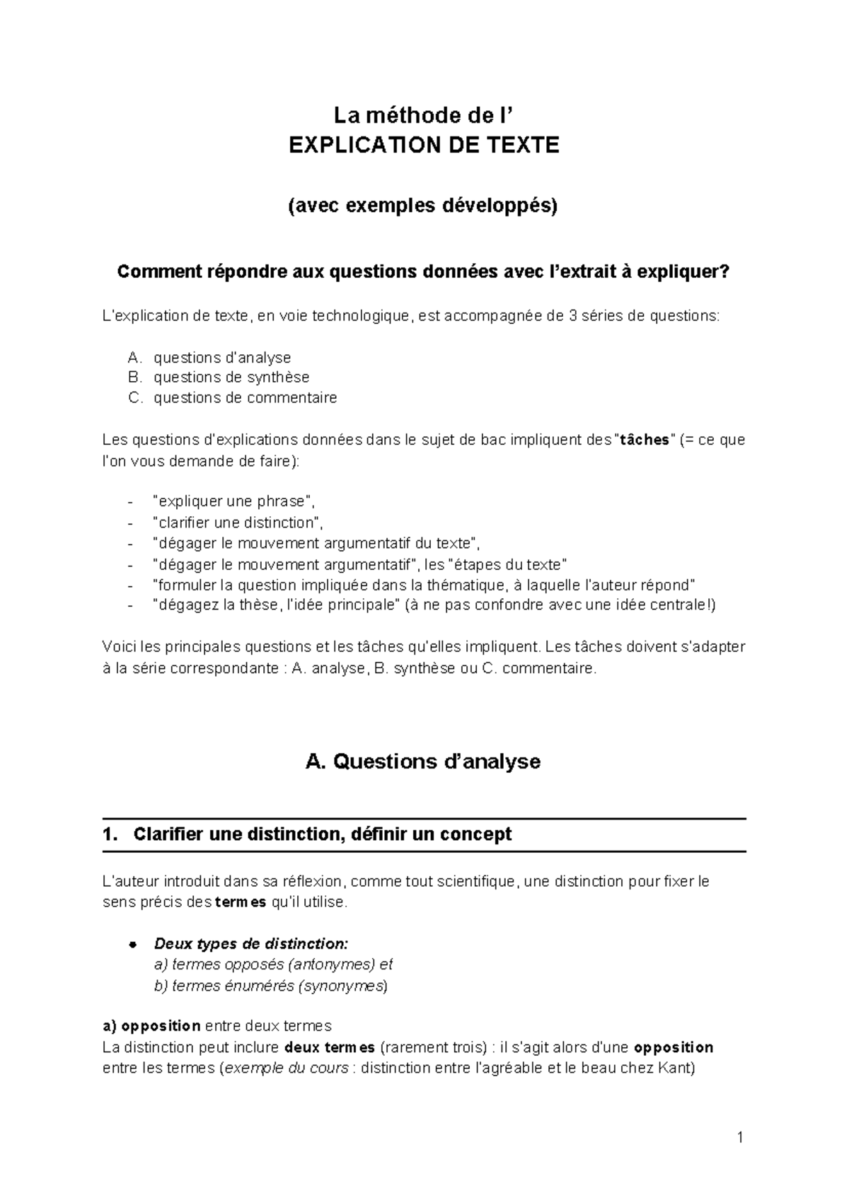 Philosophie - Méthode d'Explication de Texte (BAC) avec Exemples ...
