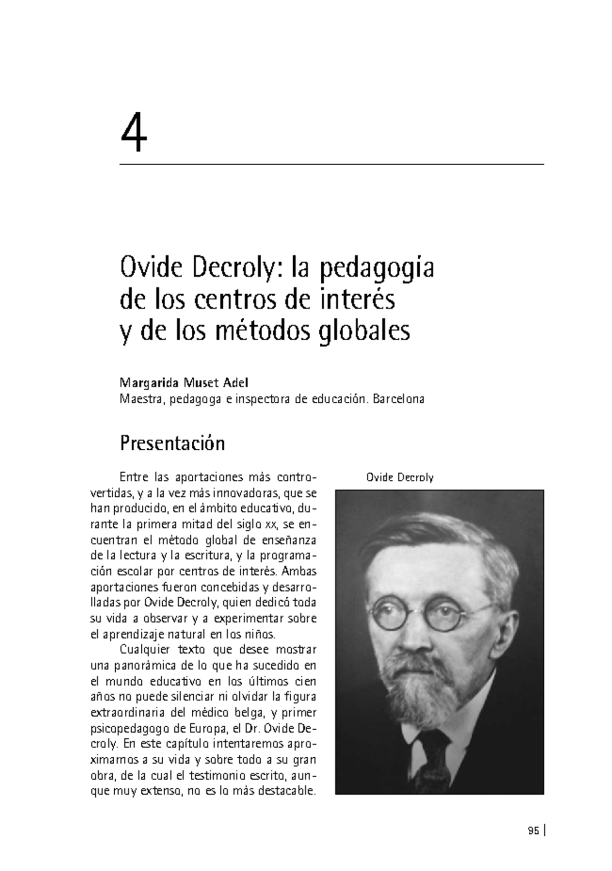 Unidad 3: Ovide Decroly y su Innovadora Pedagogía Global - Studocu