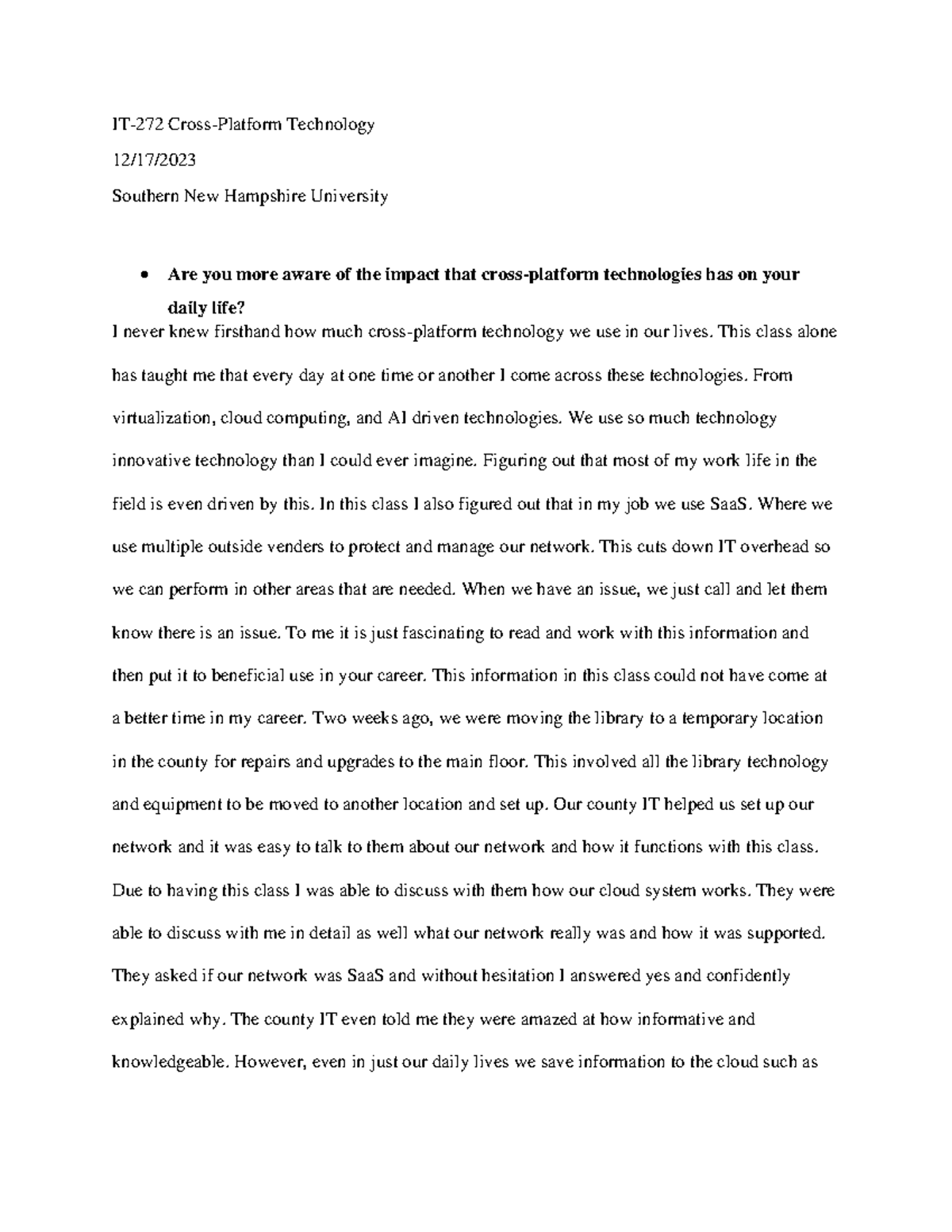 IT-272 8-3 Reflection - IT-272 Cross-Platform Technology 12/17 ...