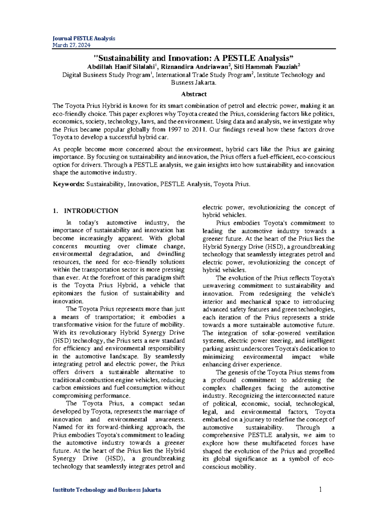 PESTLE Analysis of Toyota Prius: Sustainability & Innovation Insights ...