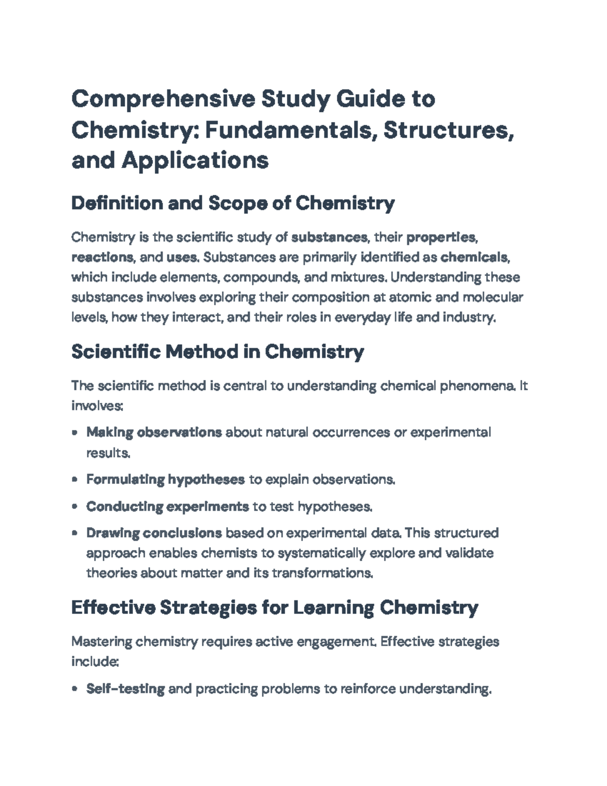 Comprehensive Chemistry Study Guide: Fundamentals & Applications ...