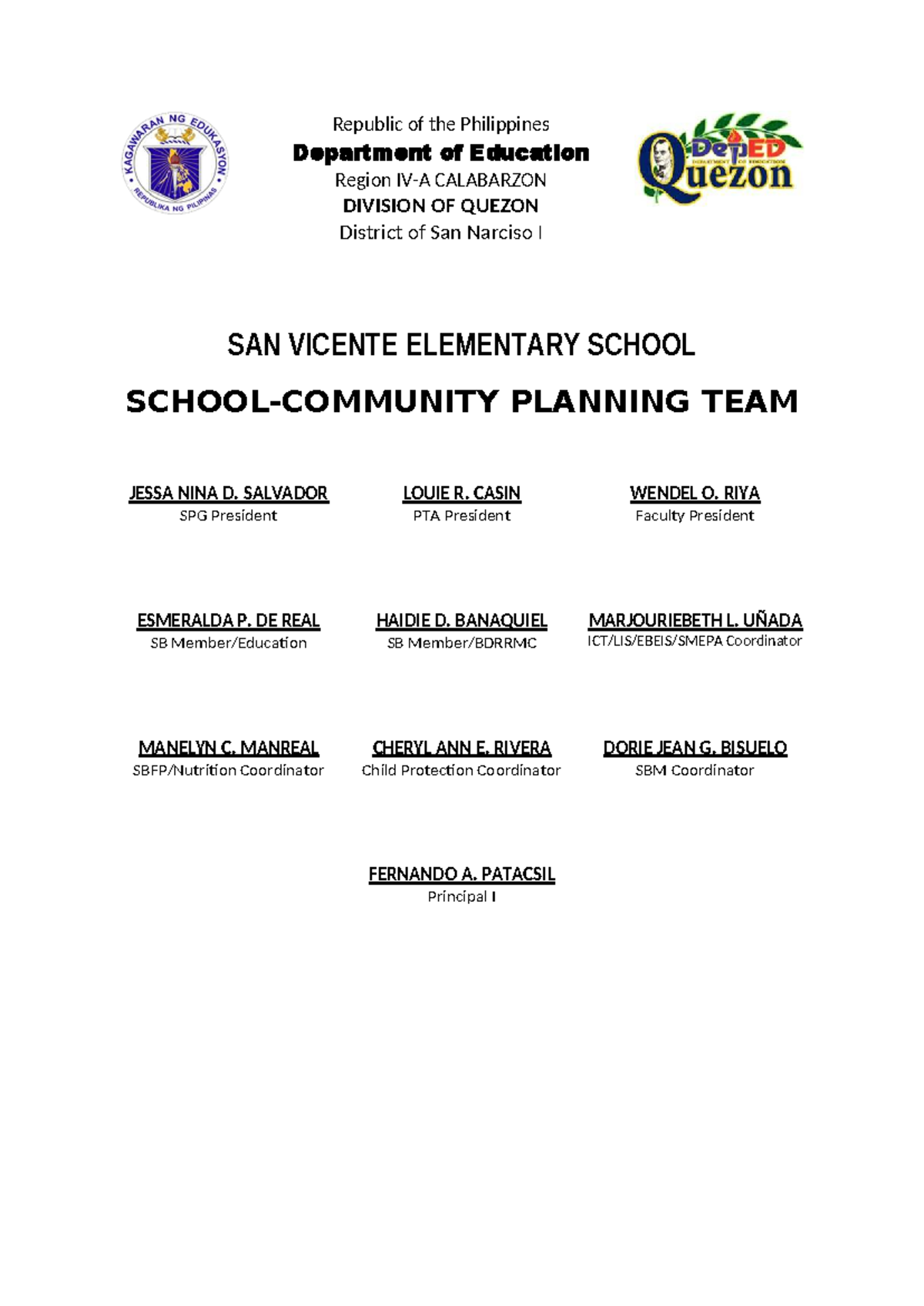 Spt SVES - SCHOOL IMPLEMENTATION PLAN ANNEX' - Republic of the ...