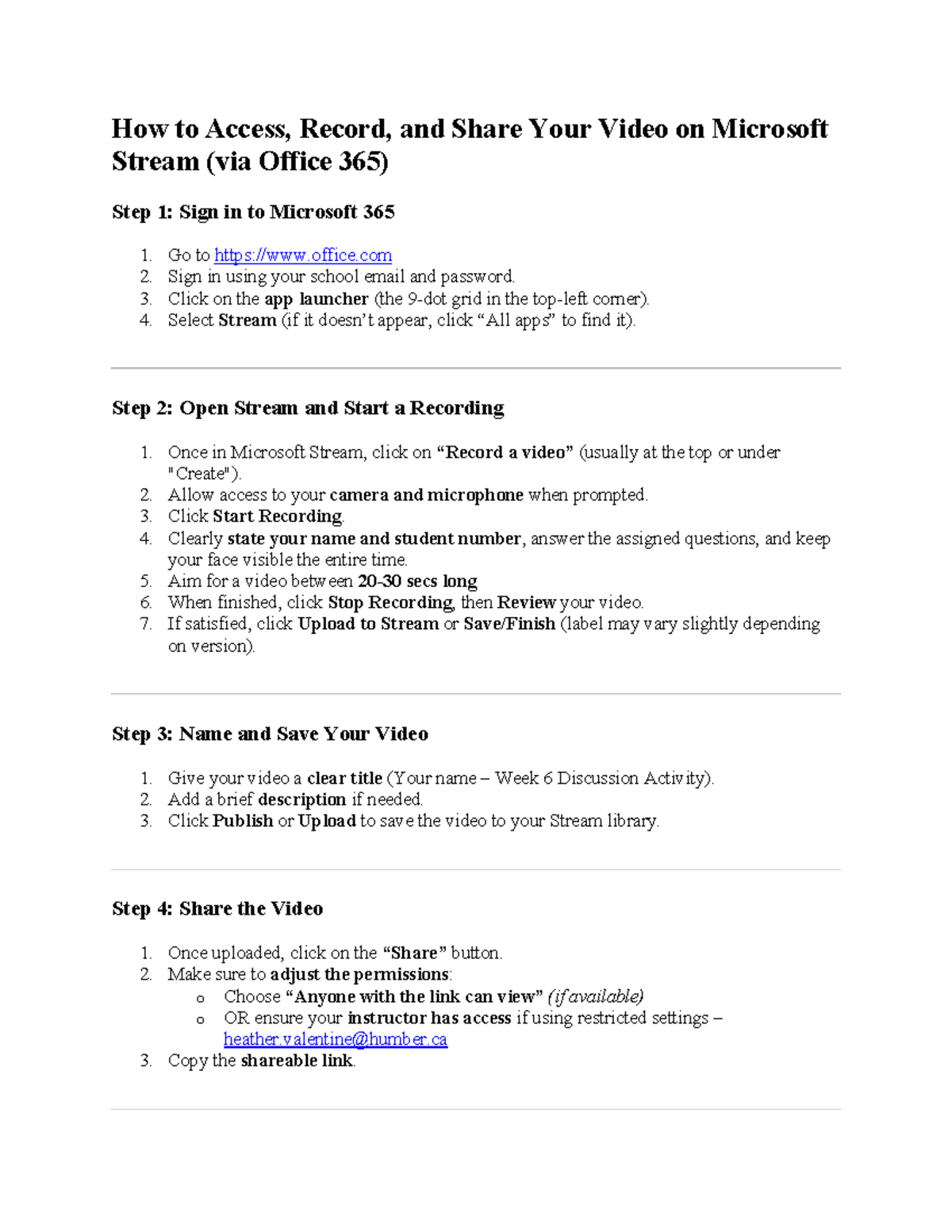 Week 6 - Accessing, Recording & Sharing Video on MS Stream - Studocu