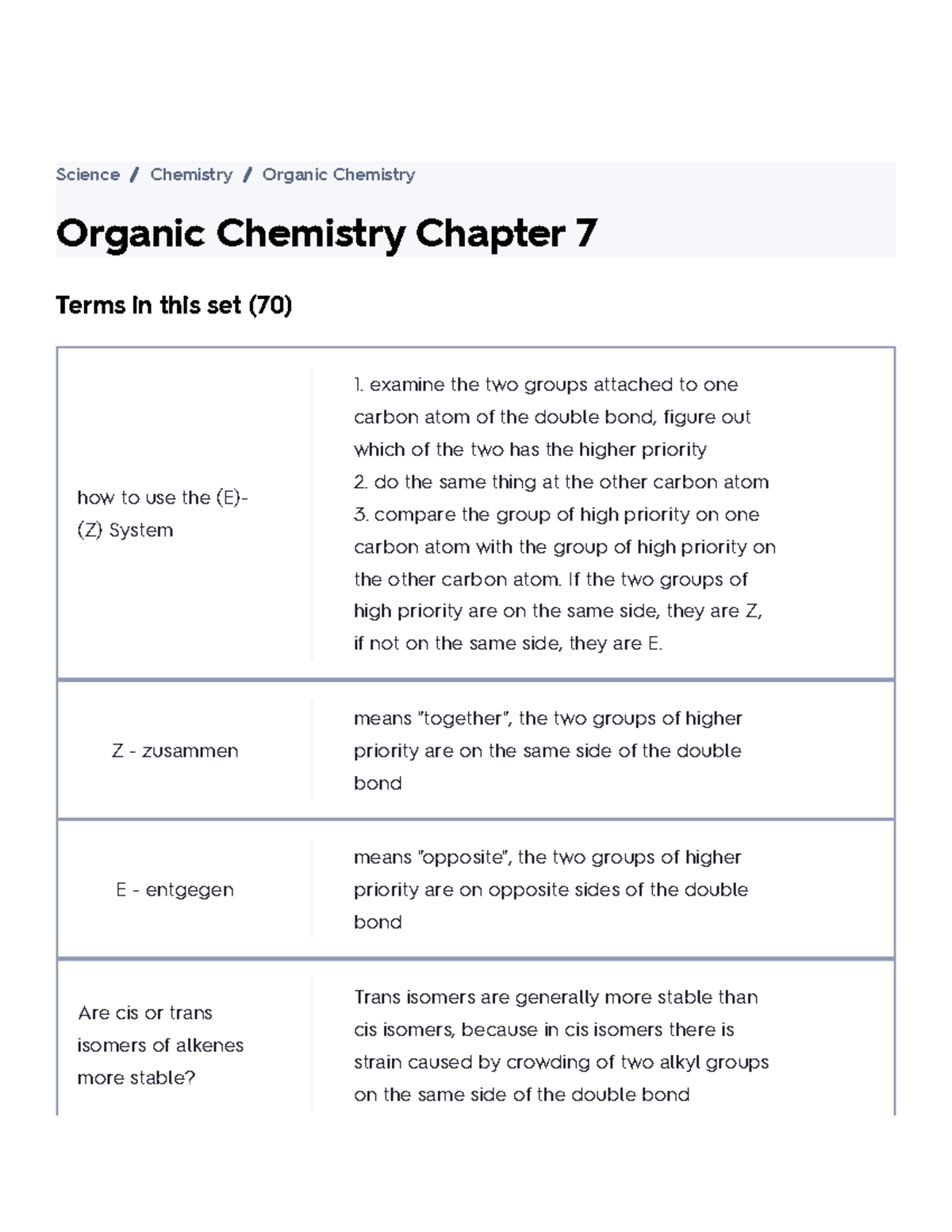 Organic Chemistry Chapter 7 Flashcards Quizlet - Organic Chemistry Chapter 7 Science Chemistry ...