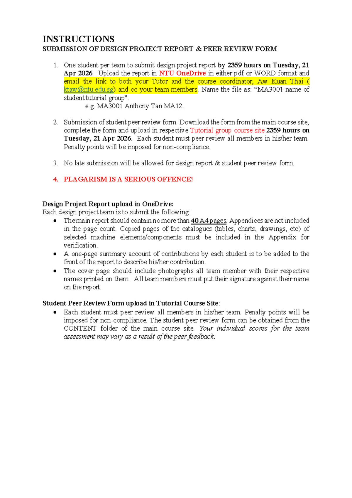 Design Project Submission Instructions Ay25s2 Studocu