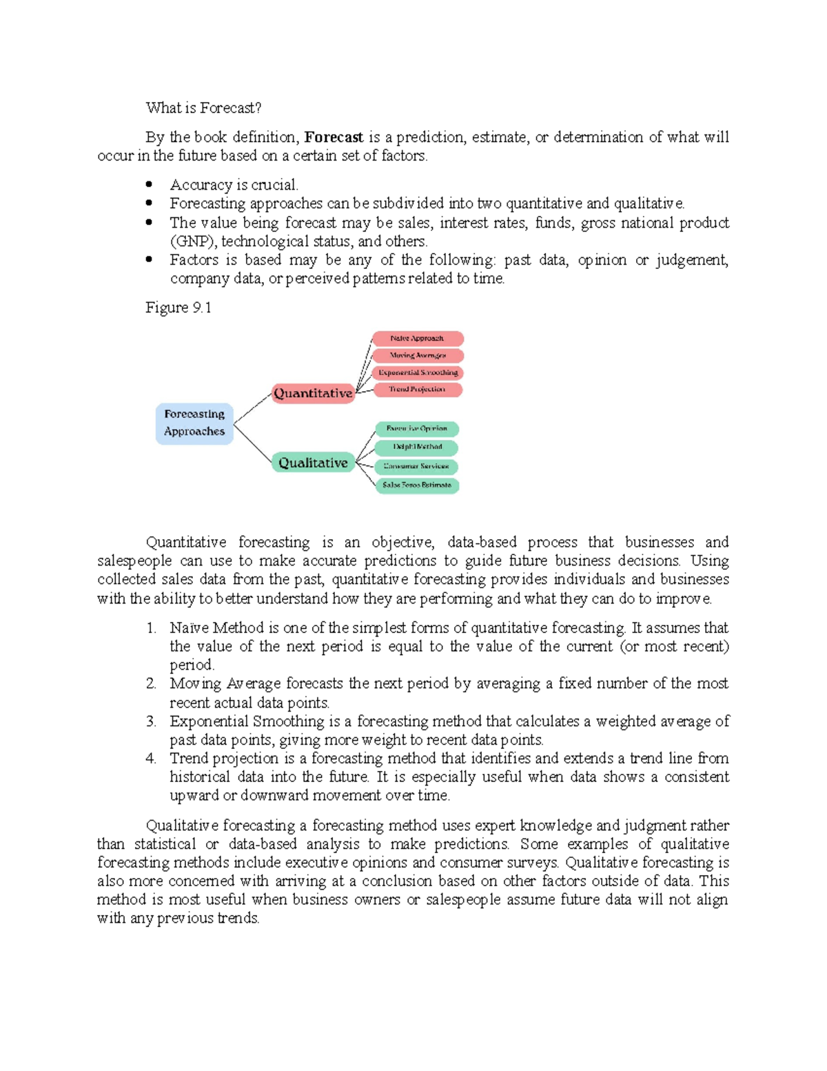 MS Forecasting - MANAGEMENT SCIENCE: Understanding Forecasting Methods - Studocu