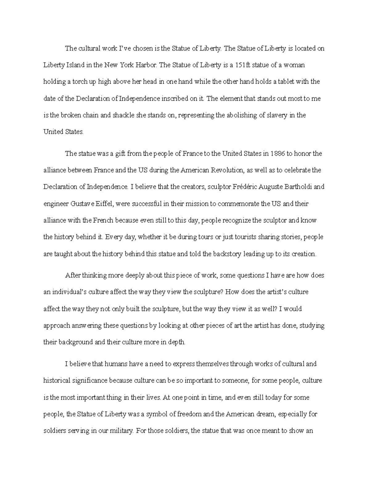 Module 7 Final Project: Analyzing the Statue of Liberty's Cultural ...