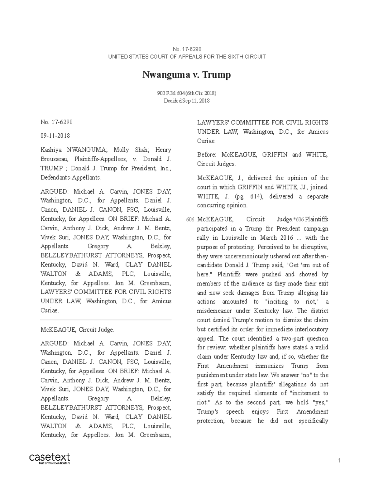Nwanguma v. Trump: Analysis of Incitement to Riot and Free Speech ...