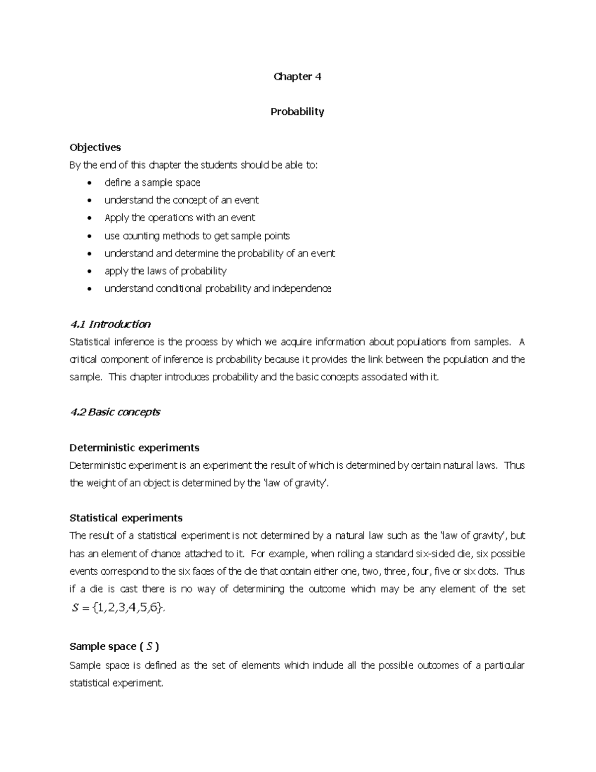 Chapter 4: Probability Concepts and Objectives (STAT 101) - Studocu