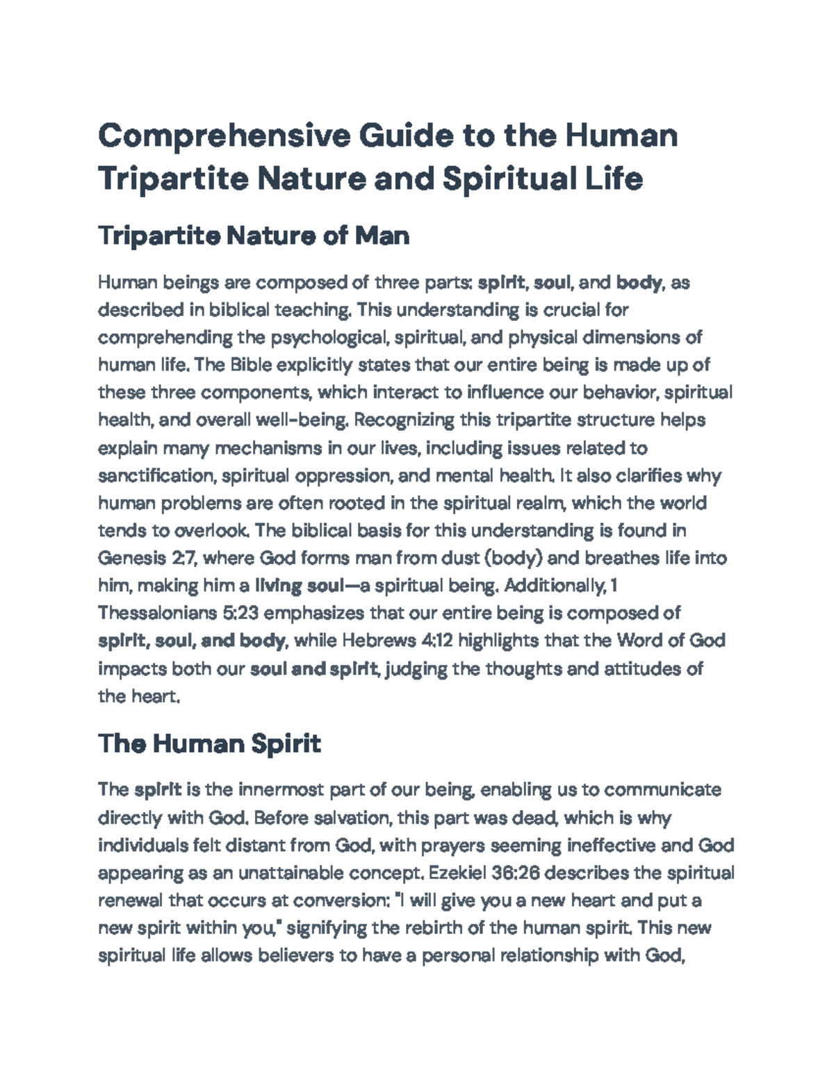 Comprehensive Study on the Tripartite Nature of Man and Spiritual Life ...
