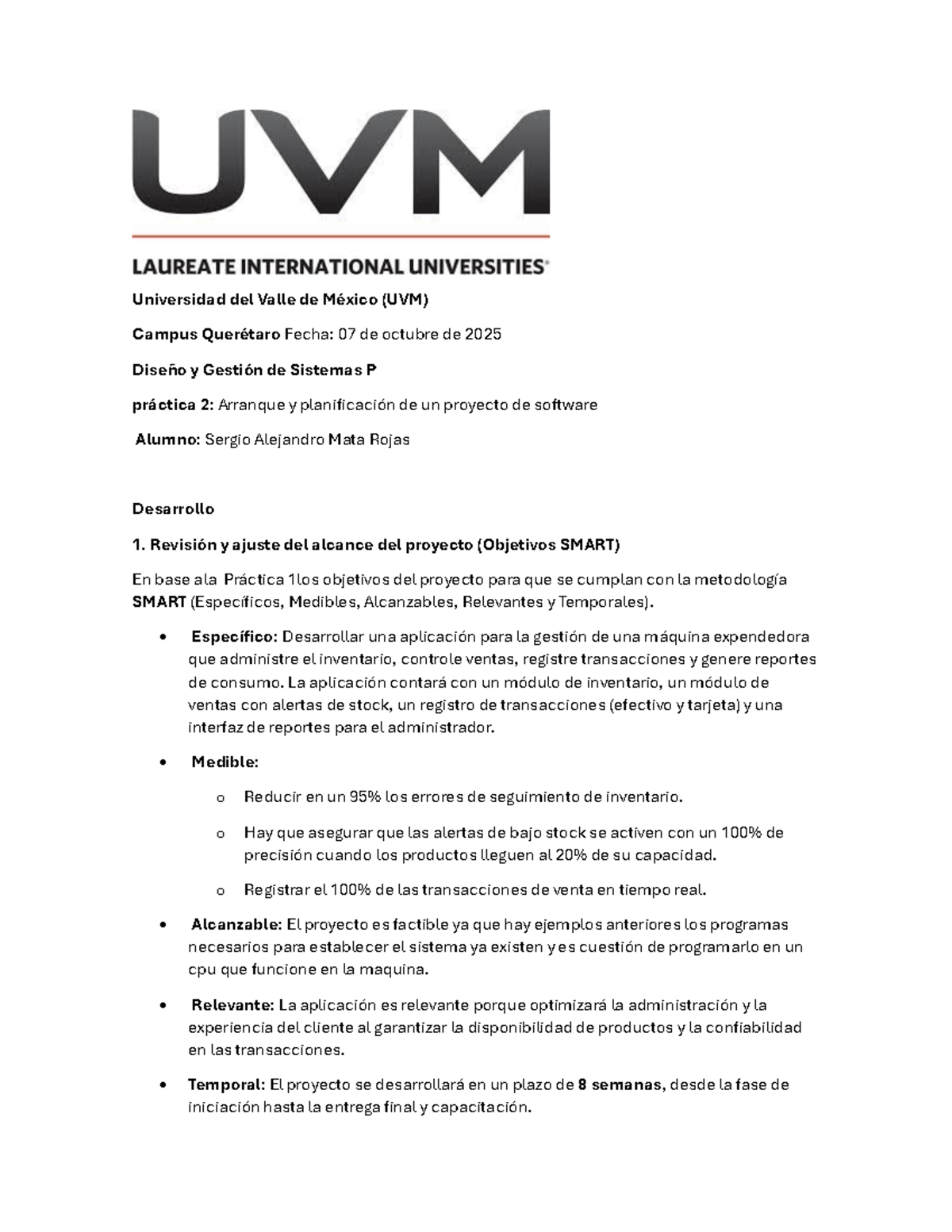 Práctica 2: Arranque y Planificación de Proyecto de Software (UVM ...