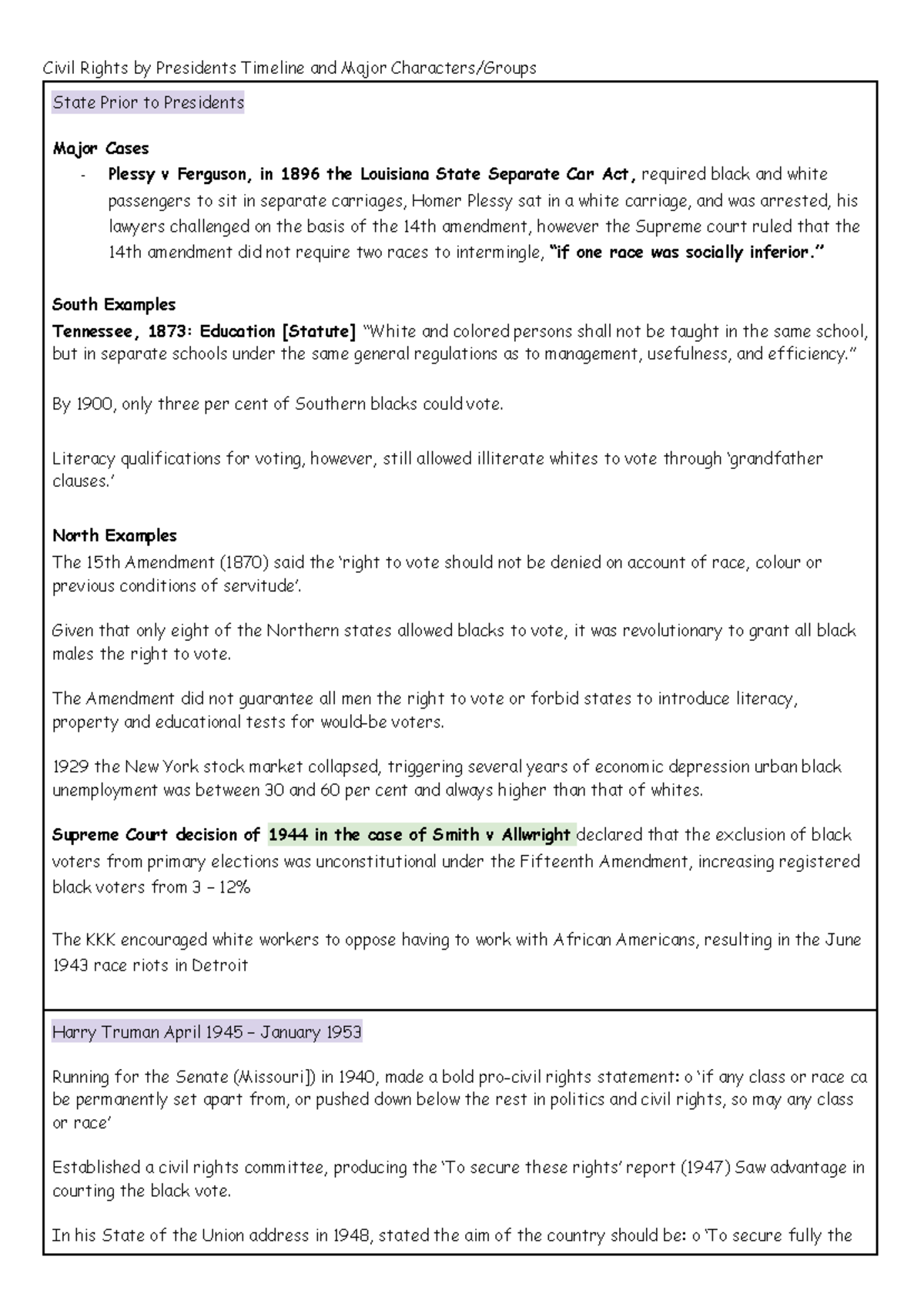 MH Section 4: Civil Rights Timeline and Key Events in U.S. History ...